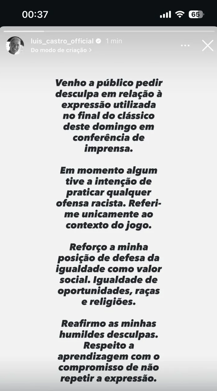 Luís Castro tem fala com conotação racista após derrota do Grêmio no ...
