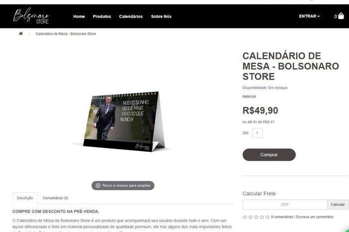 Com promoção de calendário, Bolsonaro Store estreia vendendo produtos ...
